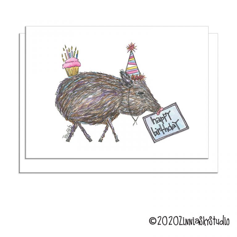 Javelina Funny Hat | Birthday Card - Zinnia Sky Studio