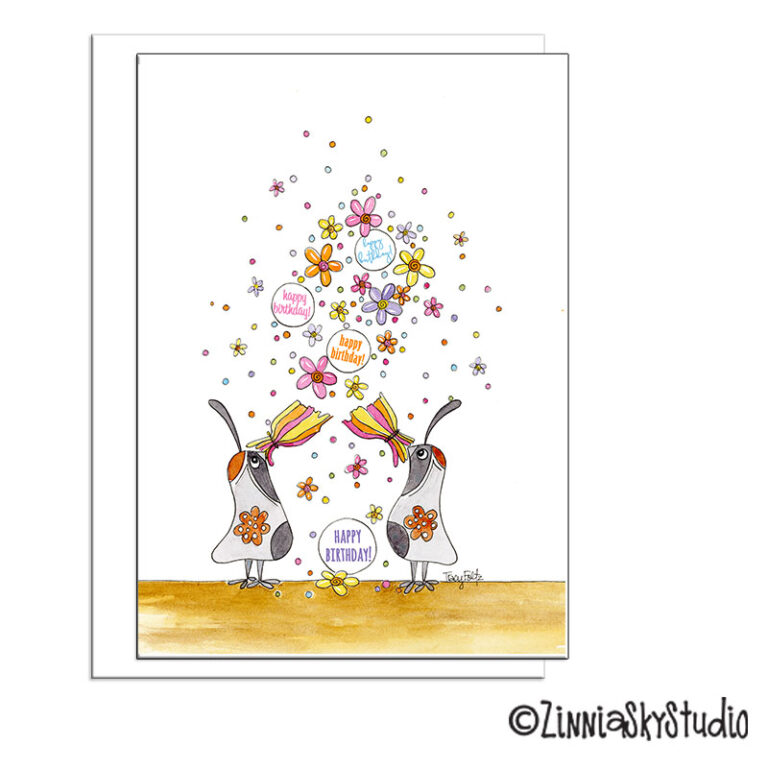 Southwest Birthday Quail Confetti | Birthday Card - Zinnia Sky Studio