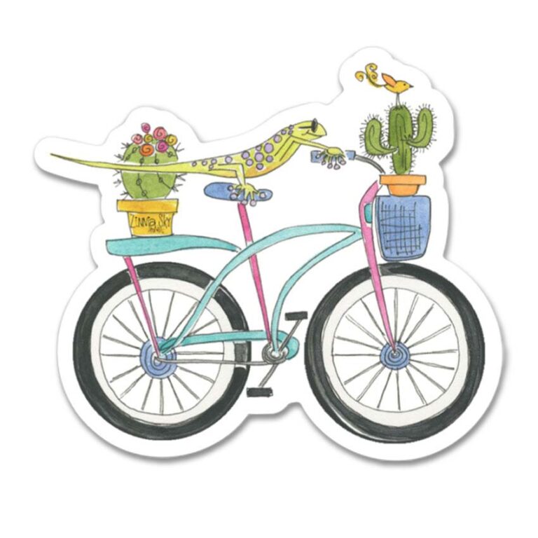 Lizard Bicycle | Vinyl Sticker - Zinnia Sky Studio