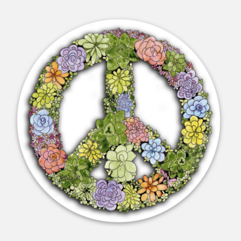 Succulent Peace Sign Vinyl Sticker - Zinnia Sky Studio