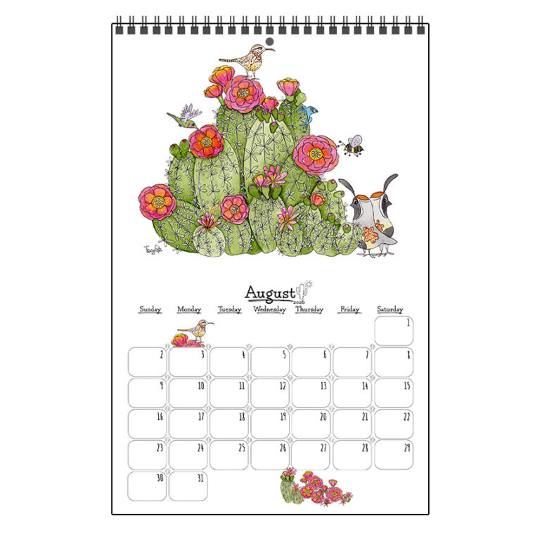2026 Whimsical Desert Wall Calendar Small - Zinnia Sky Studio